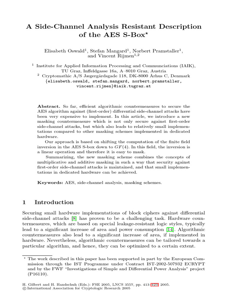 A Side-Channel Analysis Resistant Description | PDF | Mathematics | Cryptography