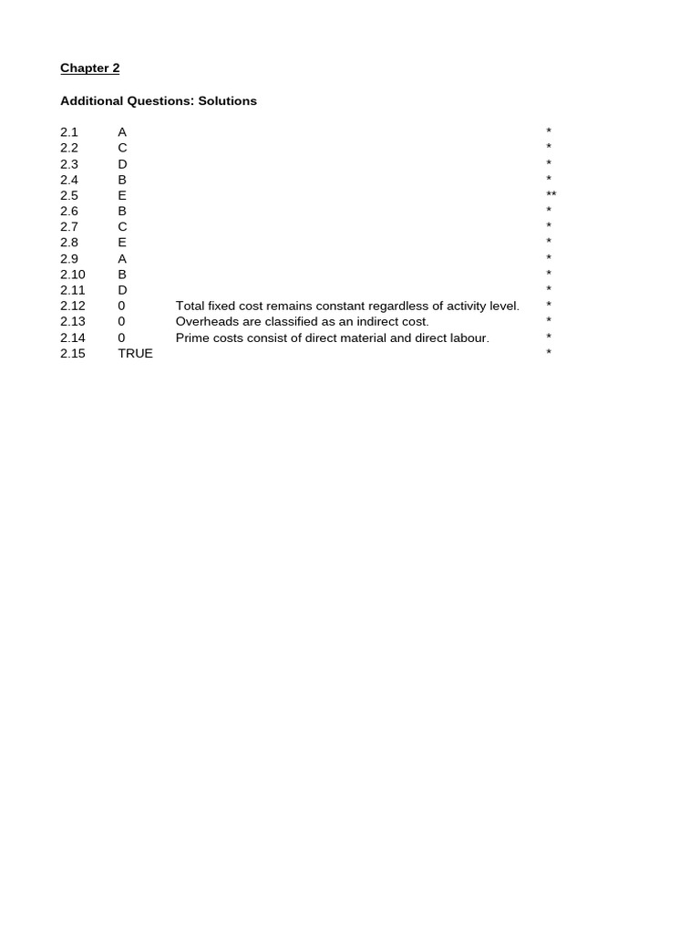 CAMA - Chapter 2 Solutions | PDF | Business Economics | Management Accounting