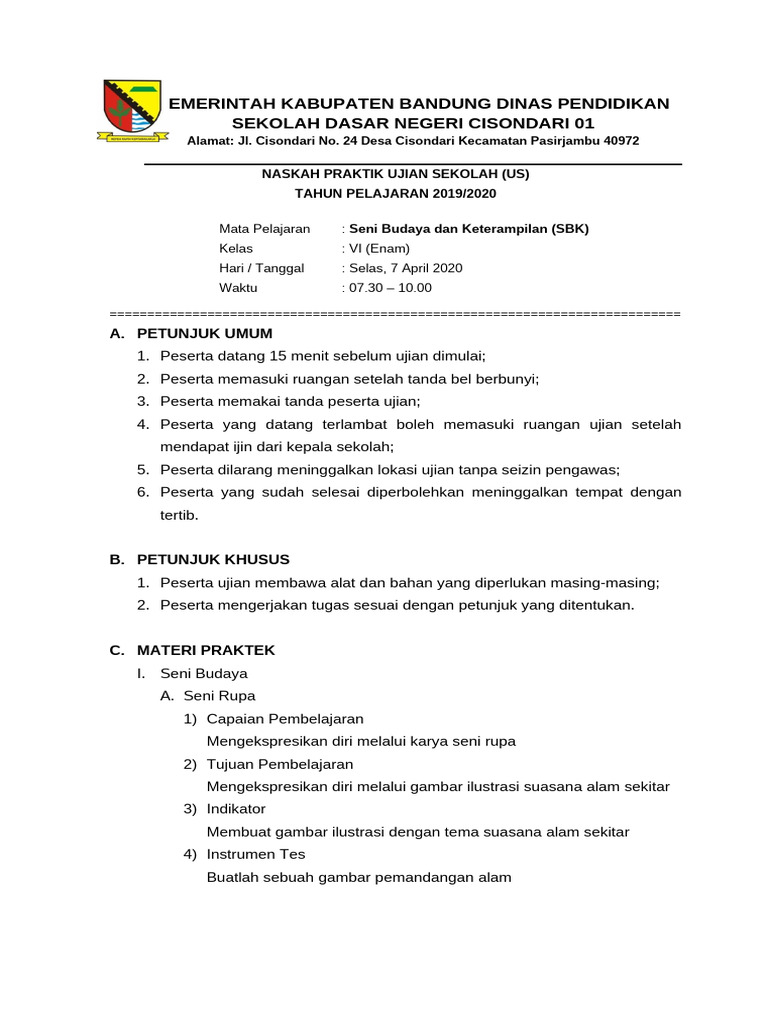 NASKAH UJIAN PRAKTIK SBK 2425 Cisone | PDF