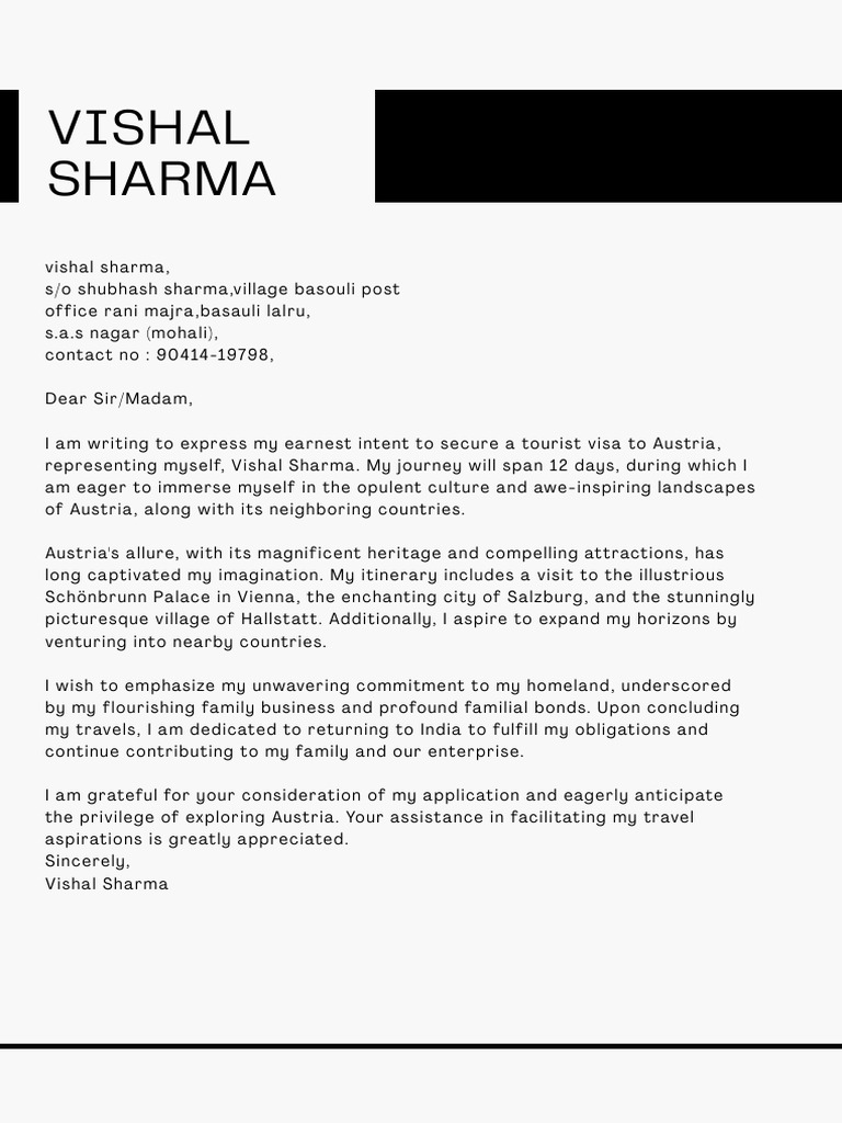 Cover Letter For Vishal Sharma | PDF