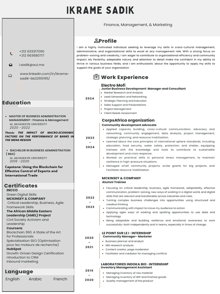 Ikrame Sadik-English CV | PDF | Strategic Planning | Cognition