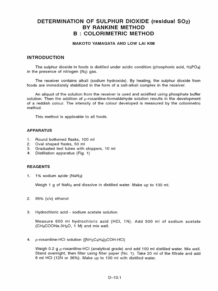 Colorimetric SO2 Detection Method | PDF | Sodium Hydroxide | Sodium