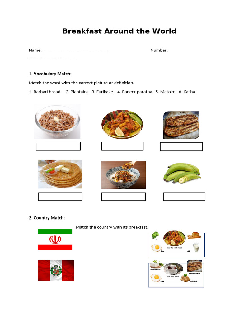 Breakfast Vocabulary and Activities | PDF