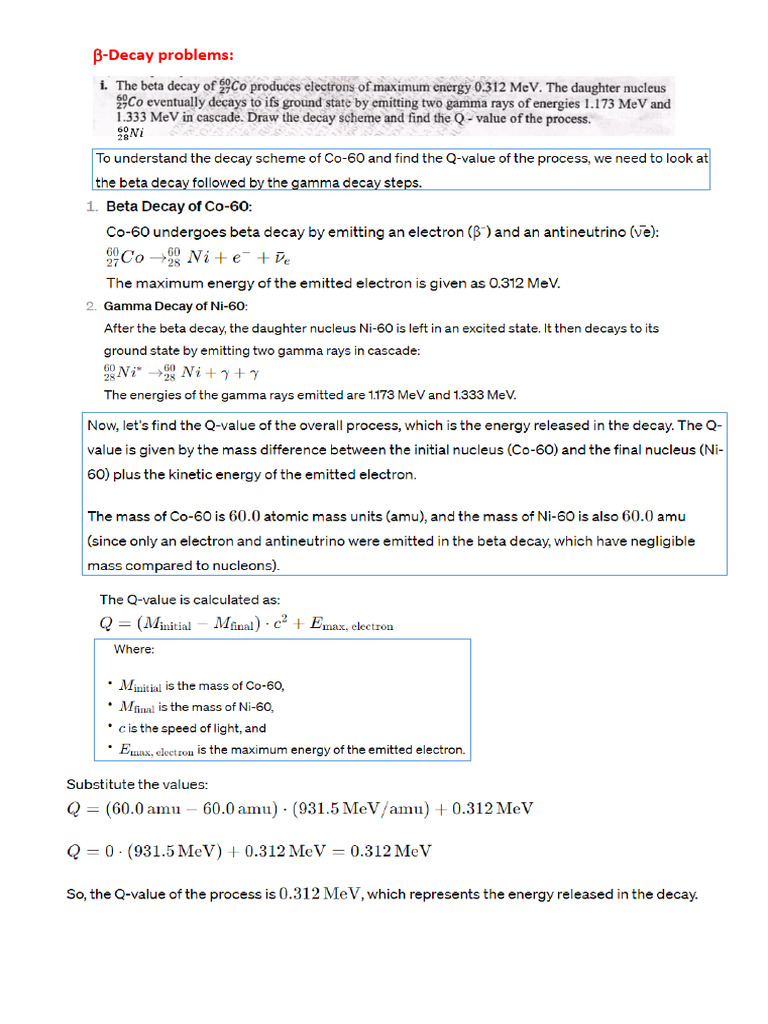 Problems-Beta and Gamma Decay | PDF