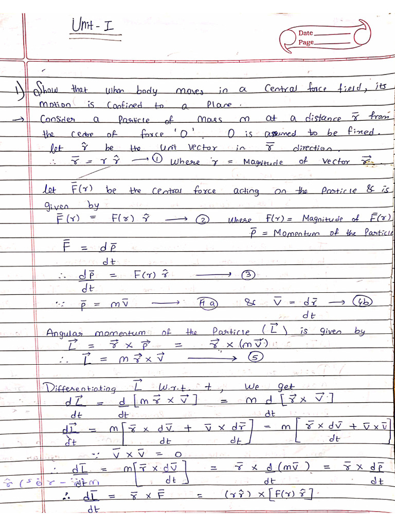 Classical Mechanic Unit 1,2 | PDF