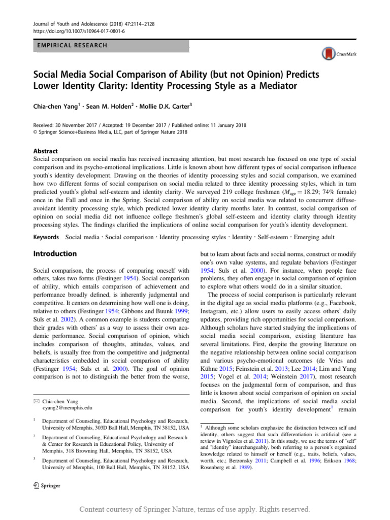 Social Media's Impact on Identity Clarity | PDF | Identity (Social ...