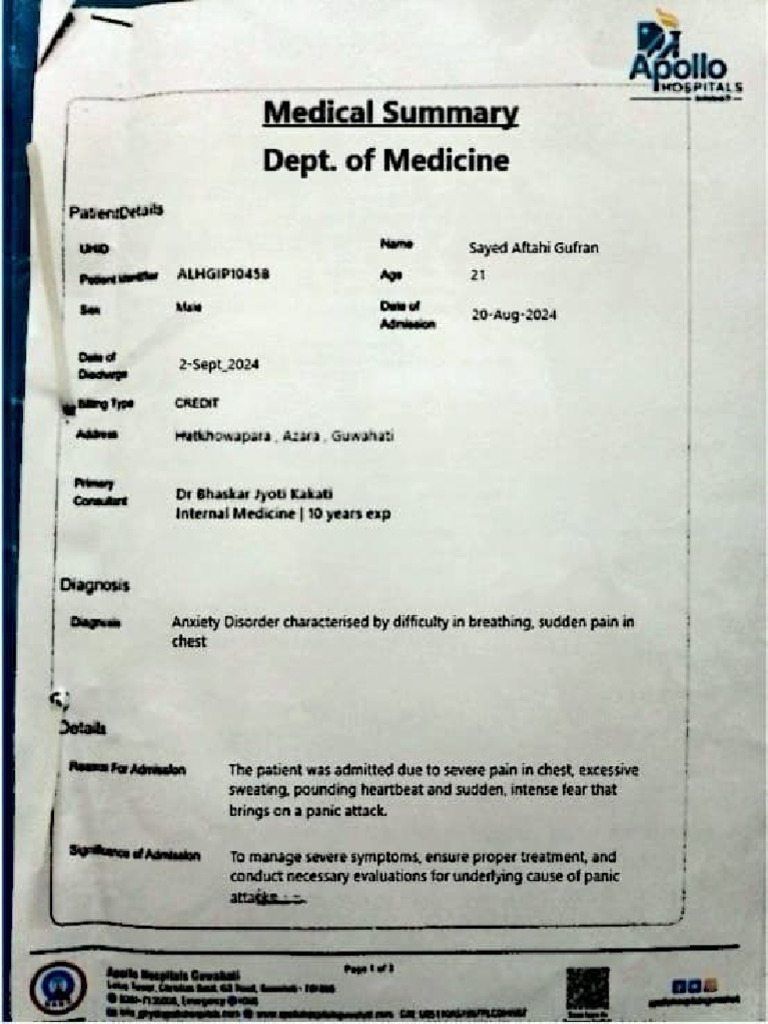 Apollo Medical Certificate | PDF