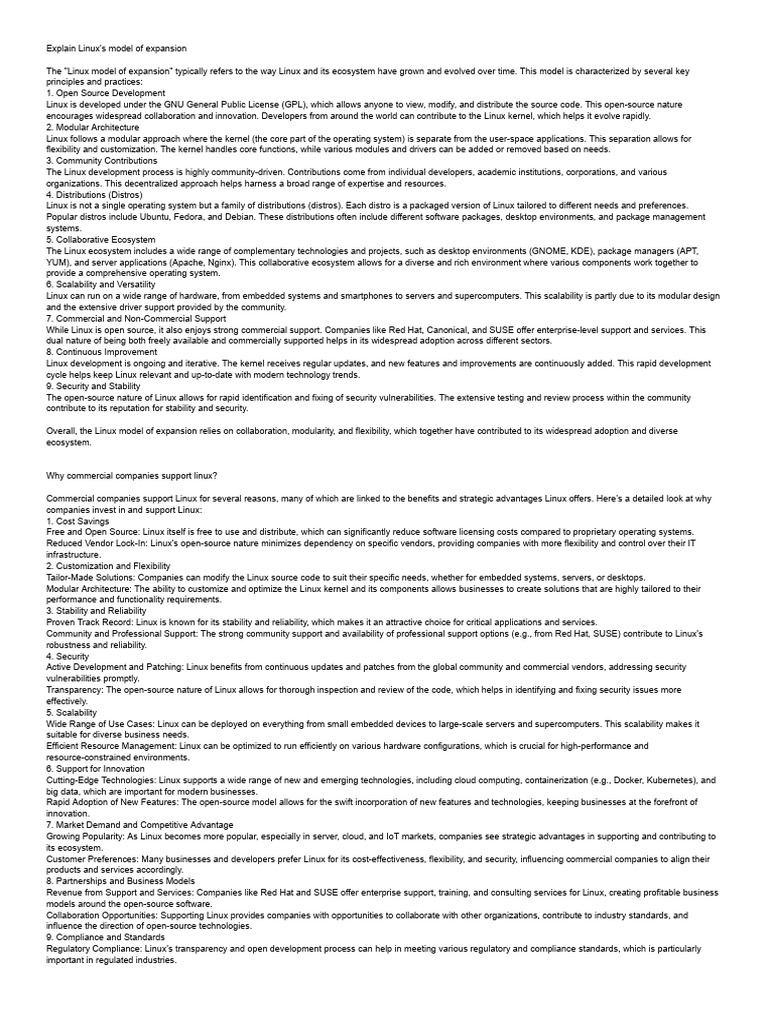 Linux's Model of Continuous Expansion | PDF | Linux | Linux Distribution