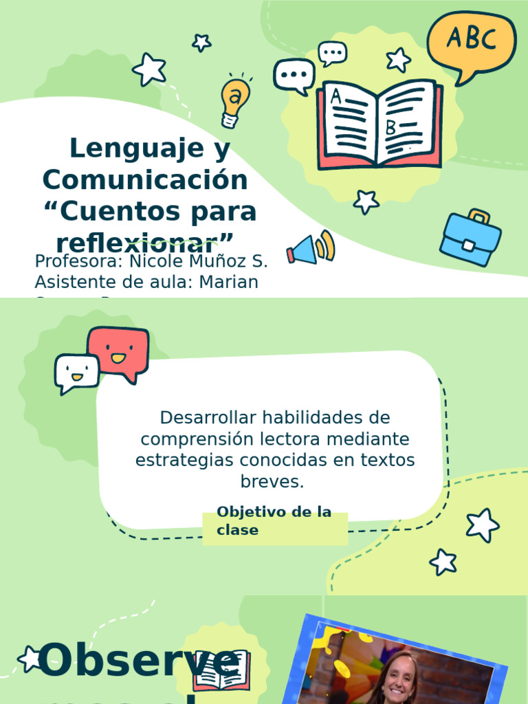Lenguaje Cuentos para Reflexionar 1B Nicole Muñoz | PDF