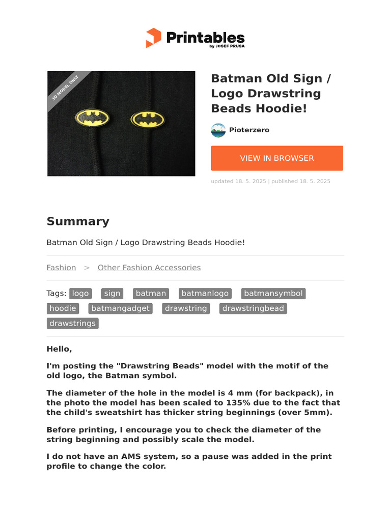 Batman Old Sign Logo Drawstring Beads Hoodie | PDF