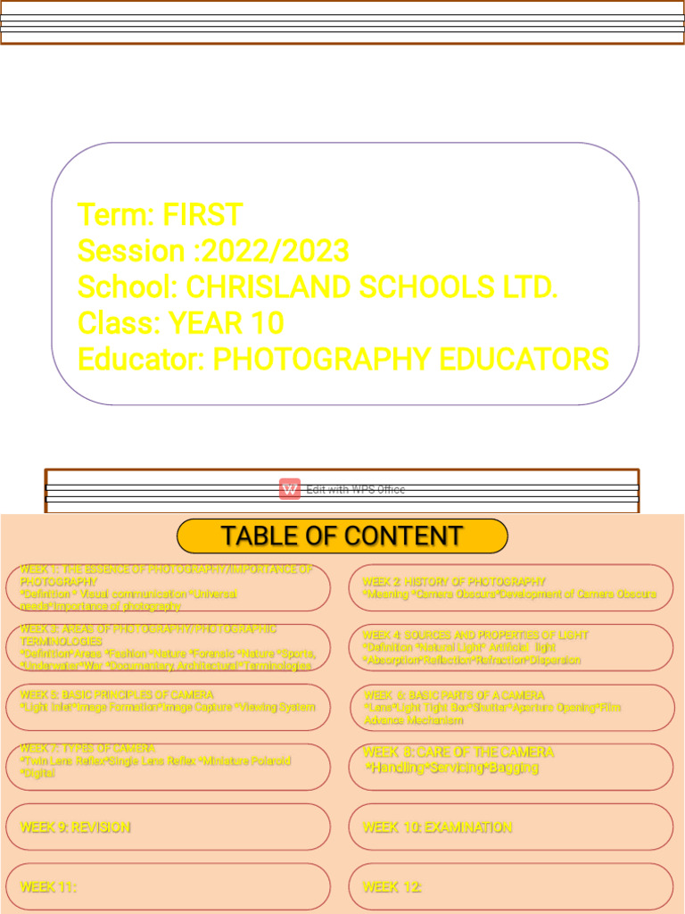 First Term Photography Note 2022 2023year 10 | PDF | Camera | Shutter ...