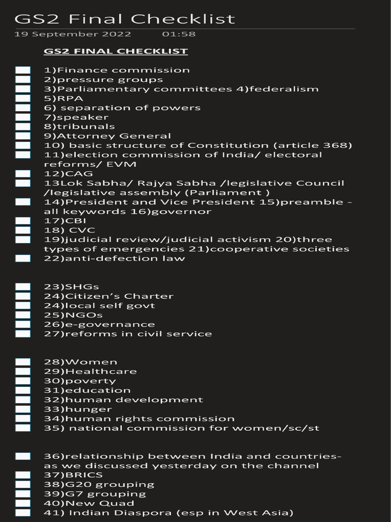 GS2 Final Checklist | PDF