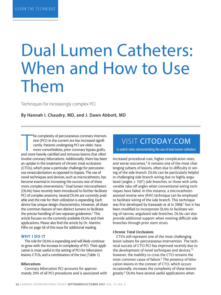 Dual Lumen Catheters - When and How To Use Them - CIT 2021 | PDF ...
