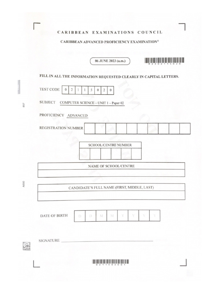 CAPE Computer Science 2023 Unit 1 Paper 2 | PDF | Random Access Memory ...