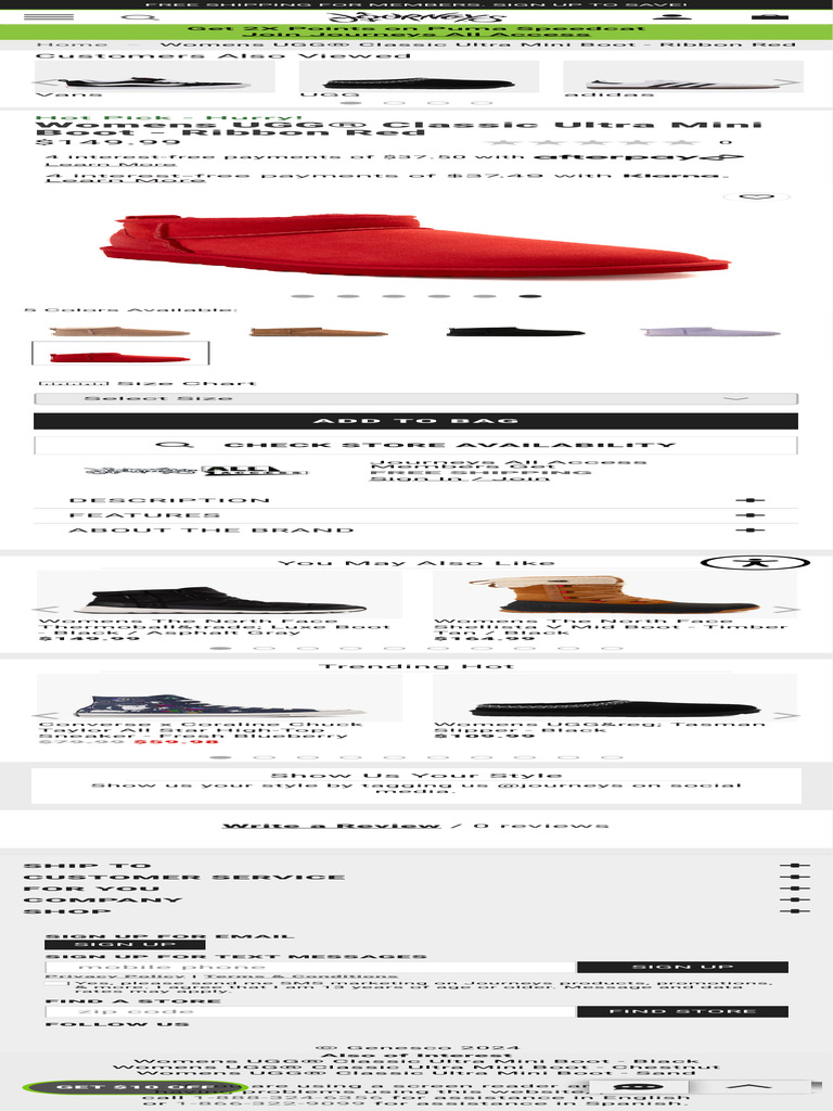 Womens UGG® Classic Ultra Mini Boot - Ribbon Red Journeys | PDF