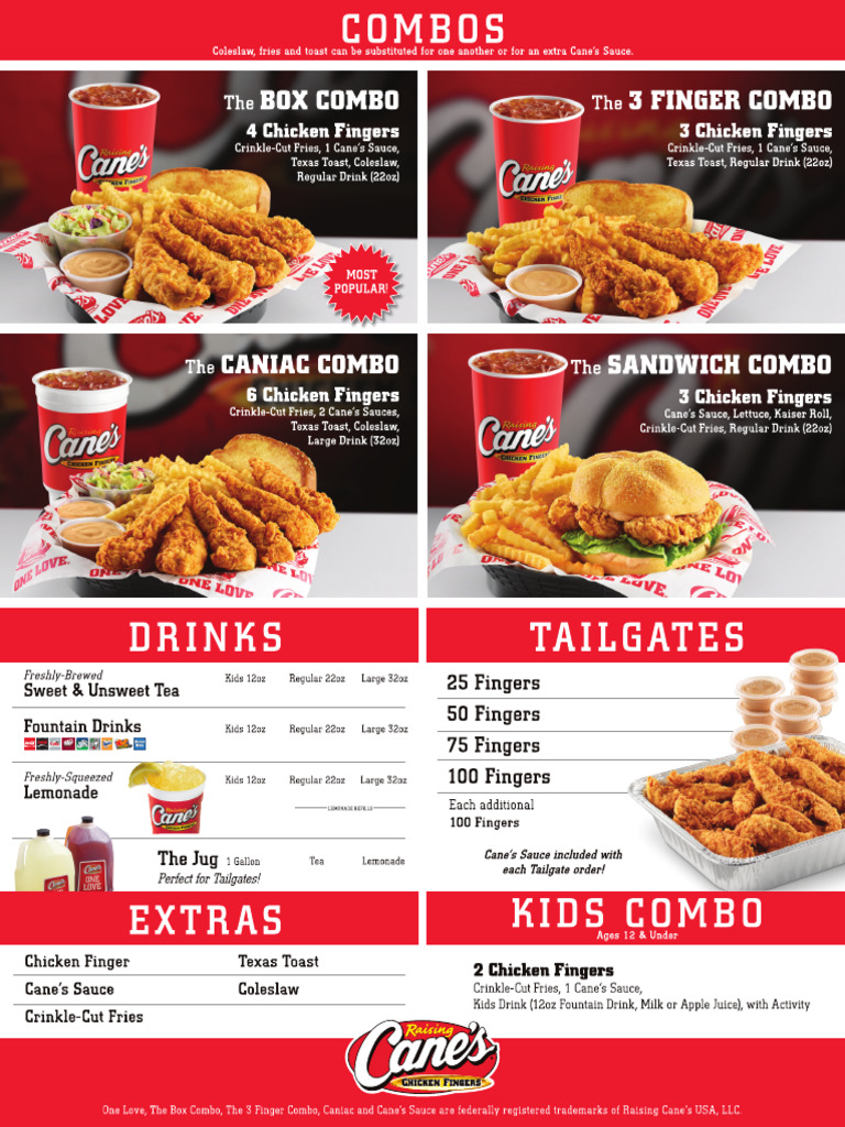 Raisin Cane Menu | PDF