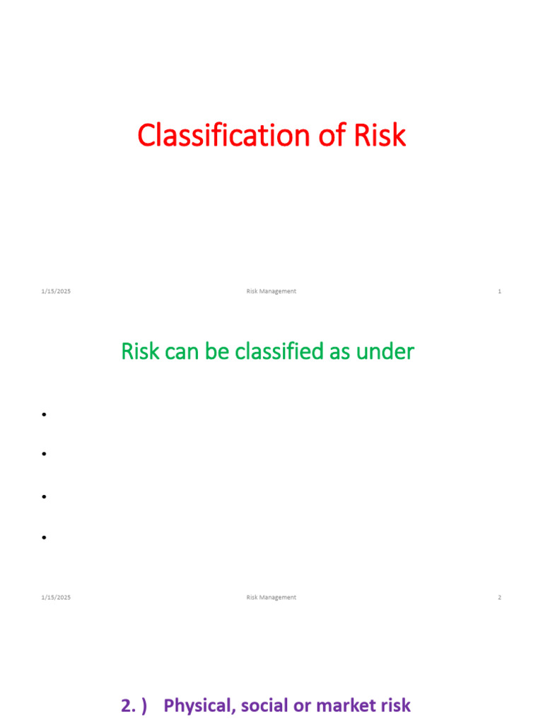 2.classification of Risk. | PDF | Risk | Insurance