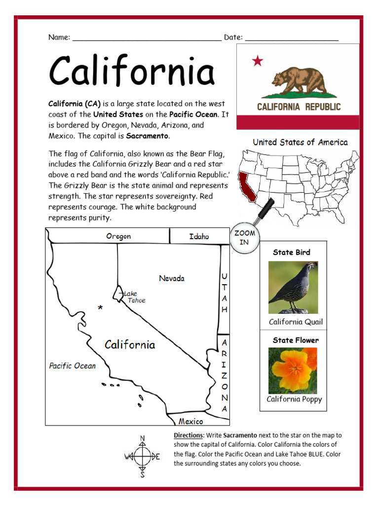 California: California (CA) United States Pacific Ocean Sacramento ...