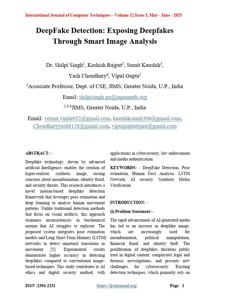 DeepFake Detection Exposing Deepfakes Through Smart Image Analysis (2) | PDF | Deep Learning ...