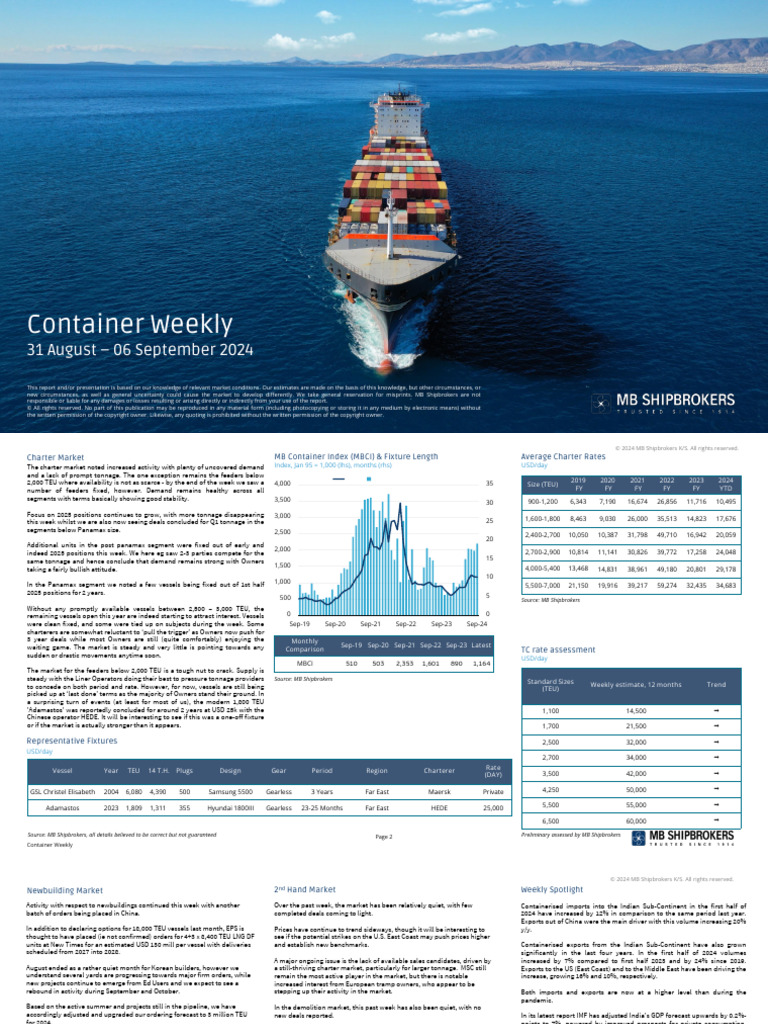 Container Weekly 31 August - 06 September 2024 | PDF | Economies