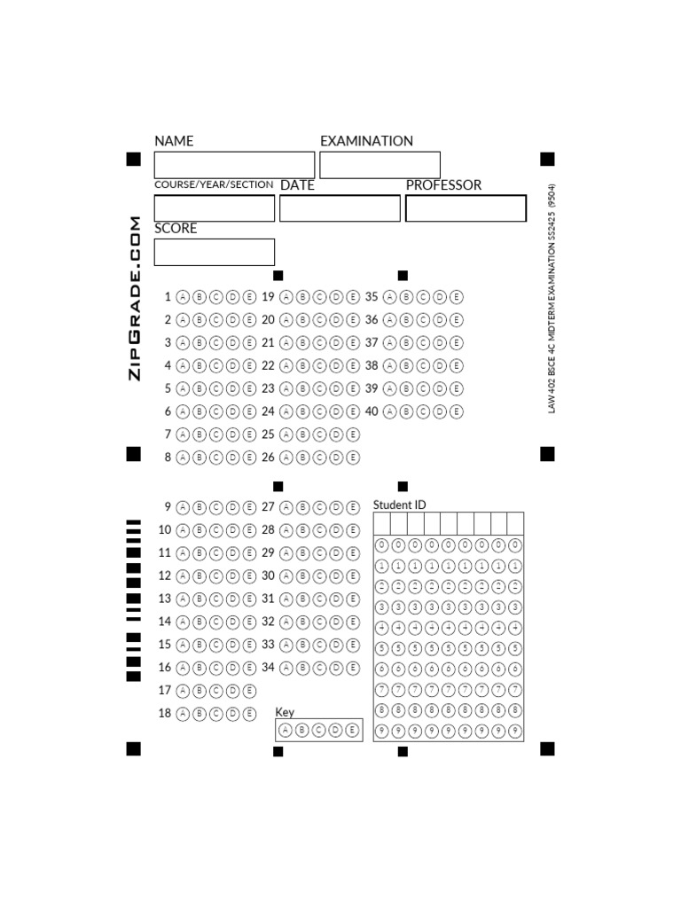 Law 402 Bsce 4c Midterm Examination Ss2425 Answer Sheet | PDF