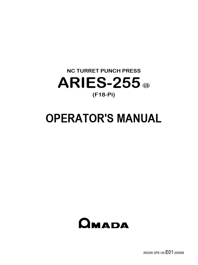 ARIES 255 (18P) Operator's Manual - 2 | PDF | Switch | Numerical Control
