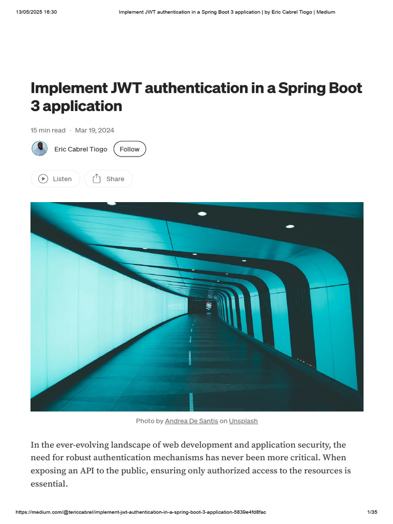 Implement JWT Authentication in A Spring Boot 3 Application - by Eric Cabrel Tiogo - Medium ...