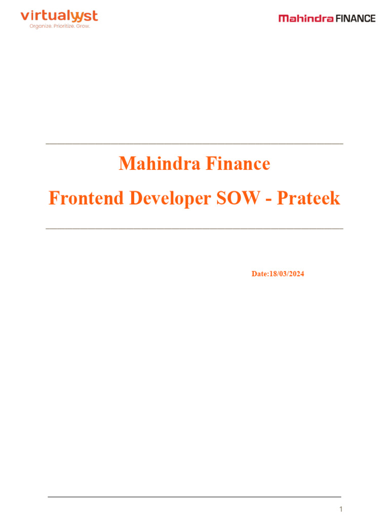 SOW For Frontend Developer - Prateek Pradeep Singh | PDF | Recruitment ...