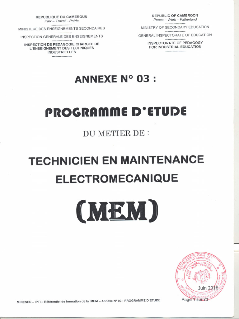 Programmes d'étude MEM 1ère | PDF