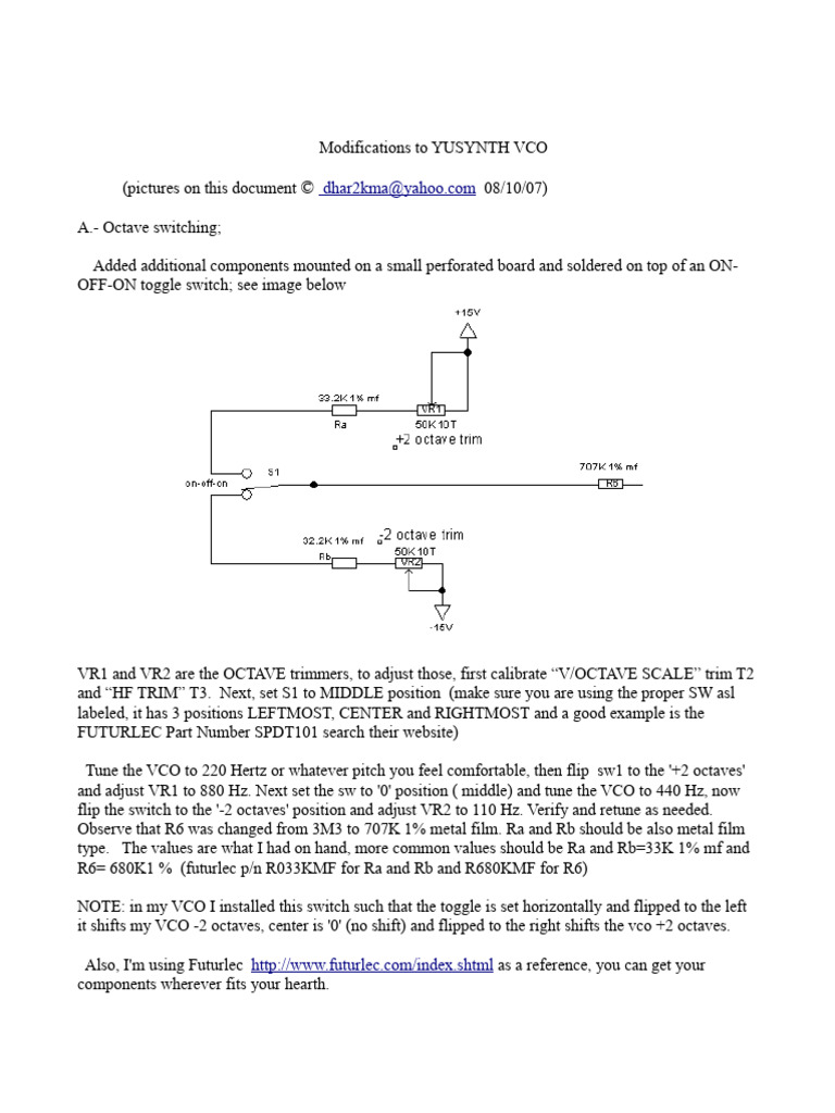 Yusynth Vco Mods | PDF | Resistor | Electrical Engineering