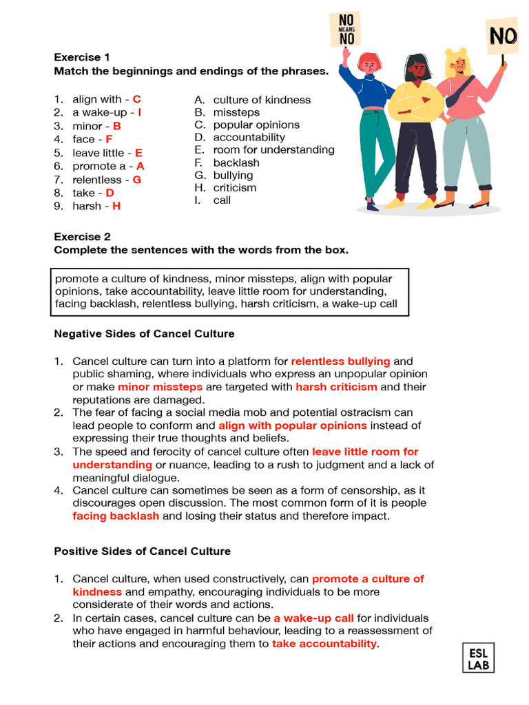 Cancel Culture Worksheet T | PDF | Social Psychology