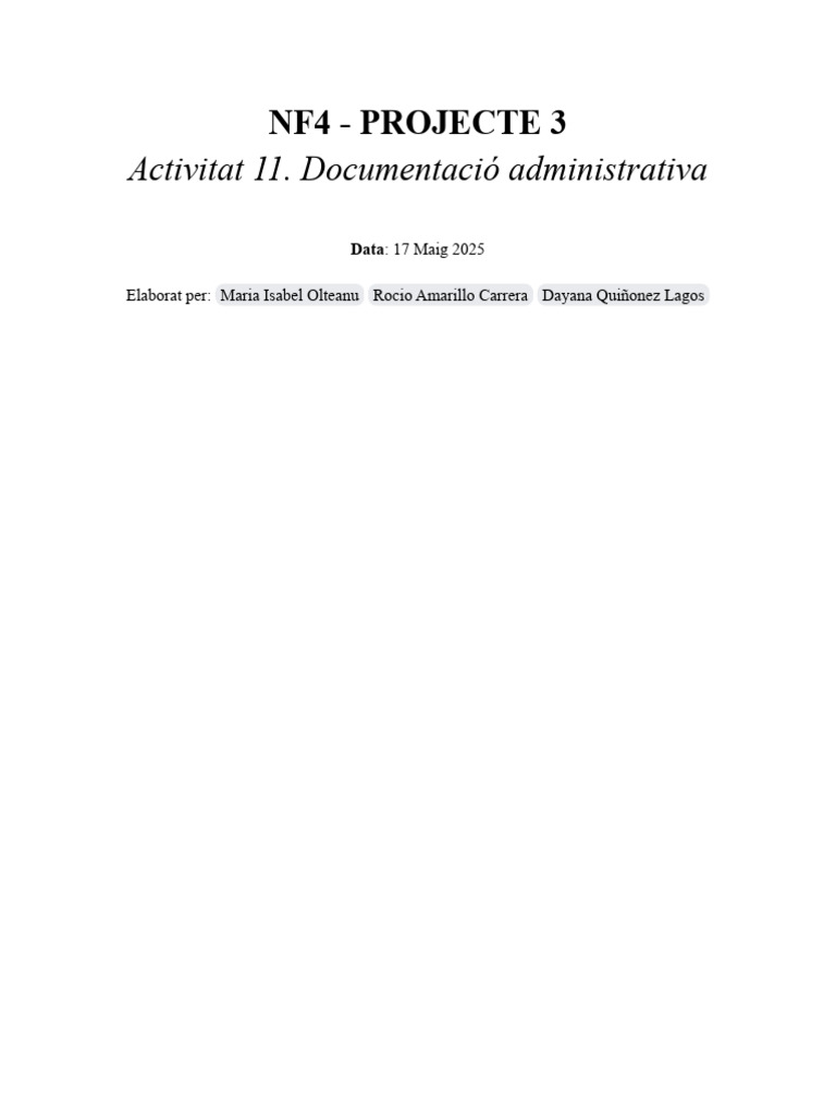 NF4. Activitat 11. Documentació Administrativa | PDF