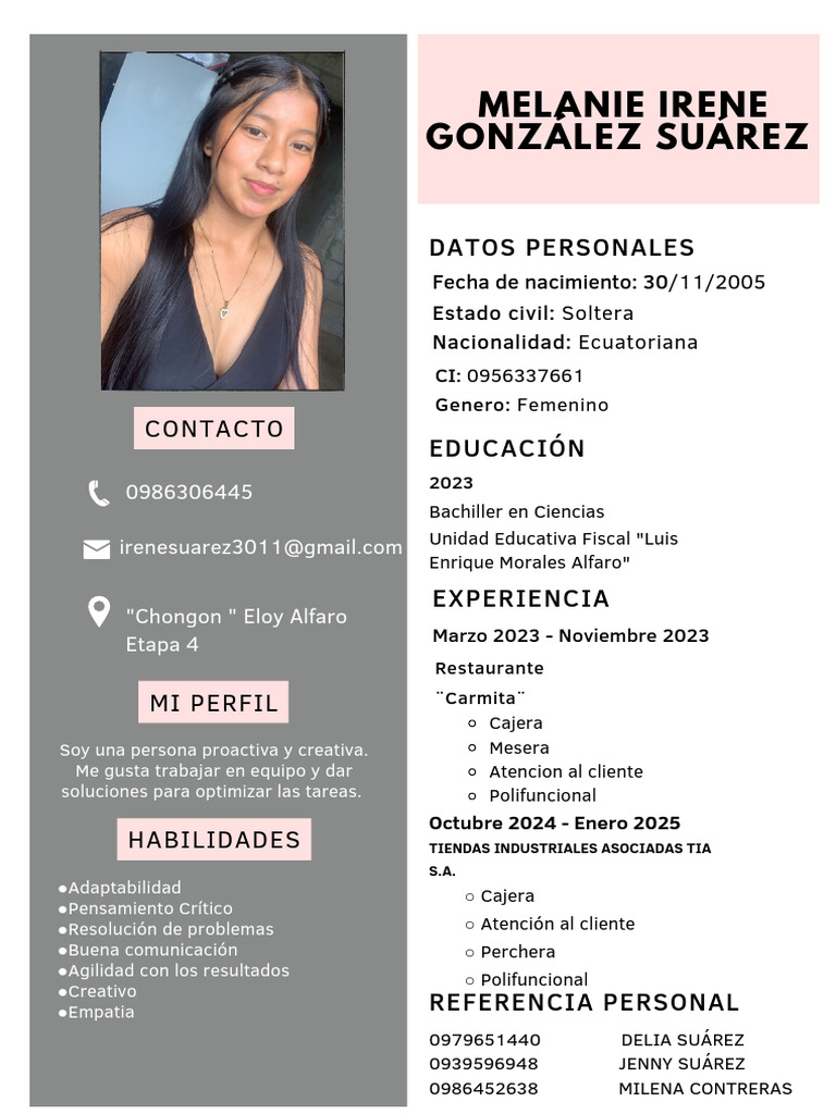 Hoja de Vida Melanie Gonzalez. - 20250210 - 123328 - 0000 | PDF