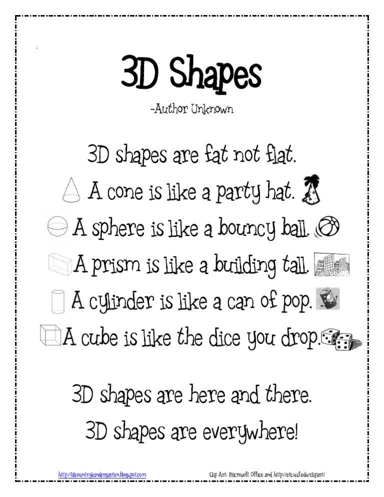 3D Shapes Poem | PDF