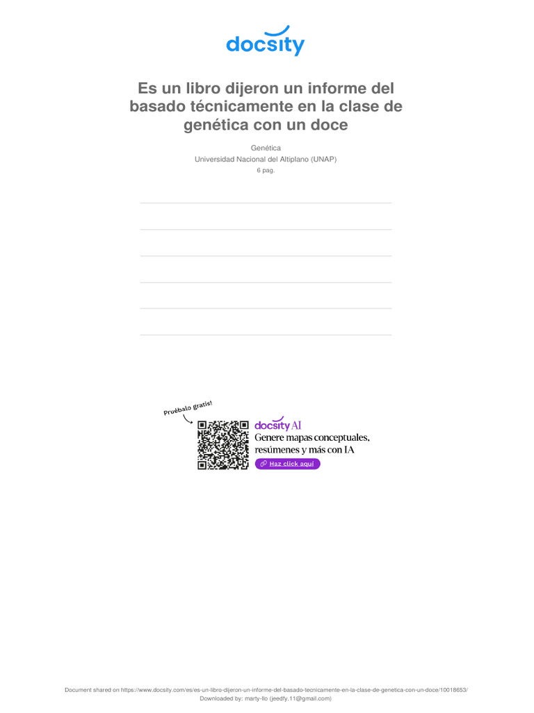 Docsity Es Un Libro Dijeron Un Informe Del Basado Tecnicamente en La Clase de Genetica Con Un ...