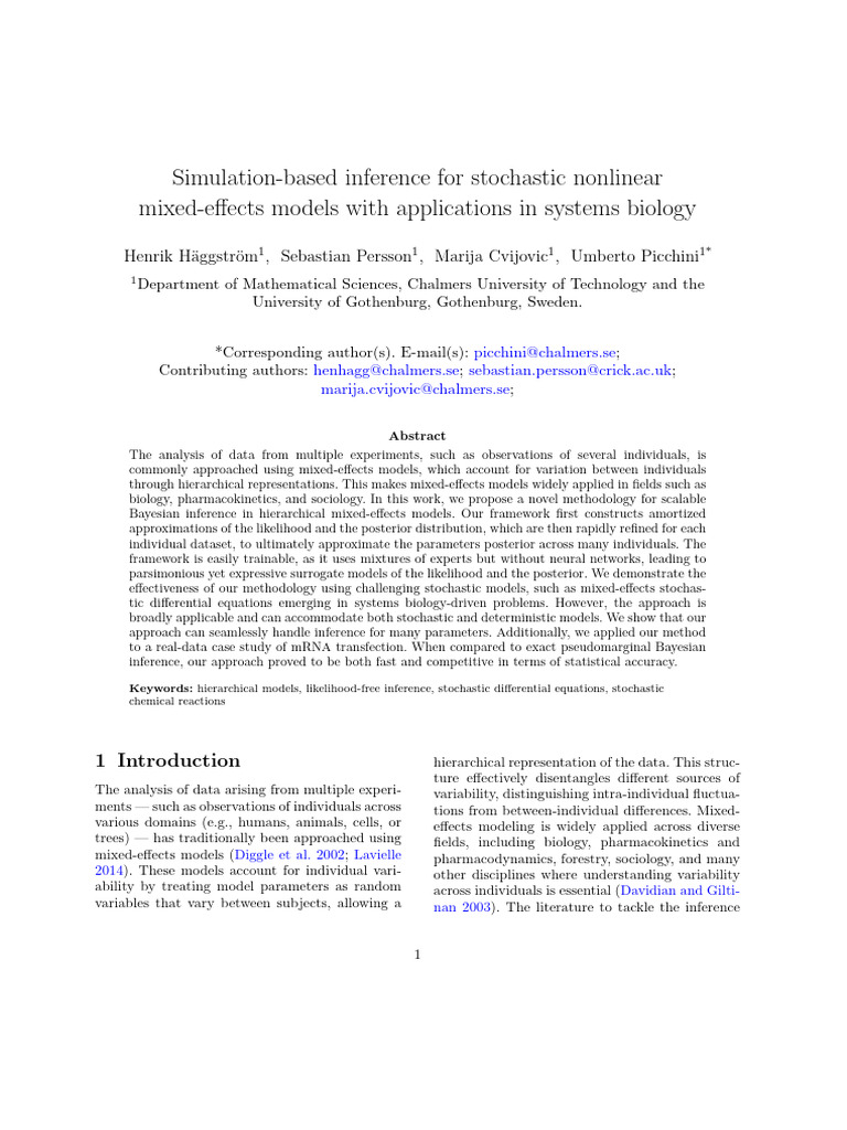 Simulation-Based Inference For Stochastic Nonlinear Mixed-Effects Models With Applications in ...