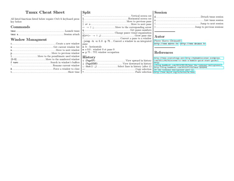 Tmux Cheat Sheet en | PDF | Software | Ibm Pc Compatibles