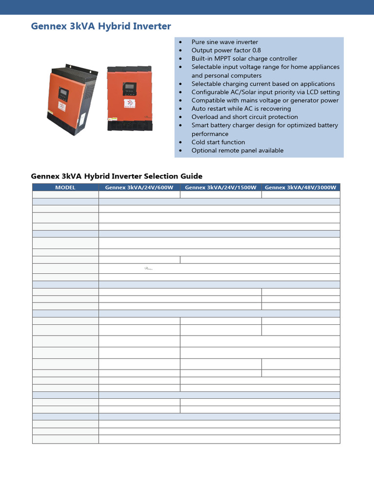 Gennex-3kVA-Inverter-Datasheet (2) | PDF | Power Inverter | Alternating Current