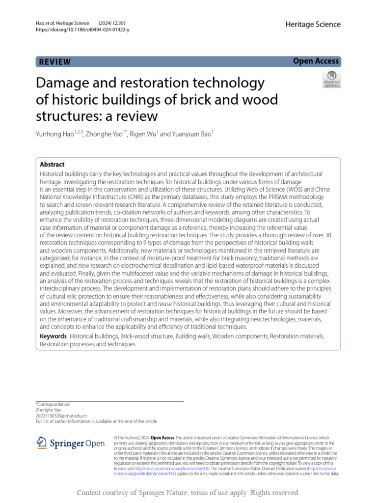 Restoration Techniques for Brick-Wood Structures | PDF | Brick | Mortar ...