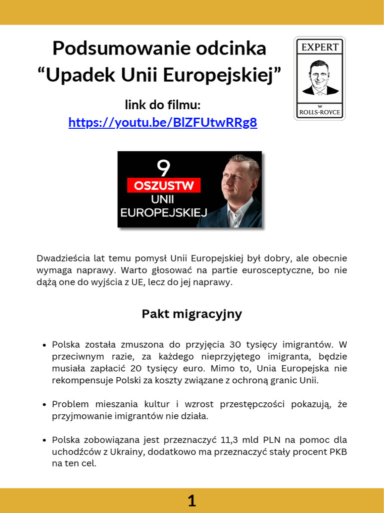 Podsumowanie Odcinka Upadek Unii Europejskiej | PDF