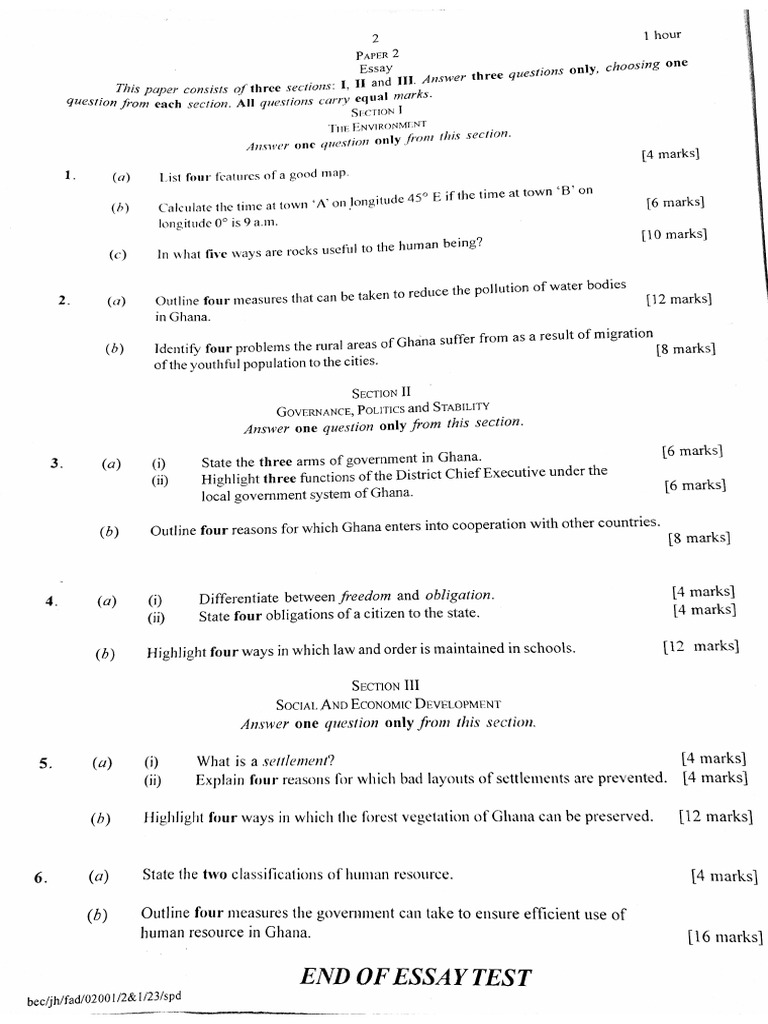 2023 Bece Social Studies Paper 2 | PDF