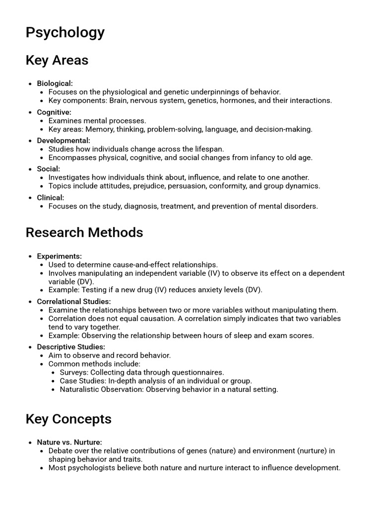 Key Concepts in Psychology Explained | PDF | Psychology | Nature Versus ...