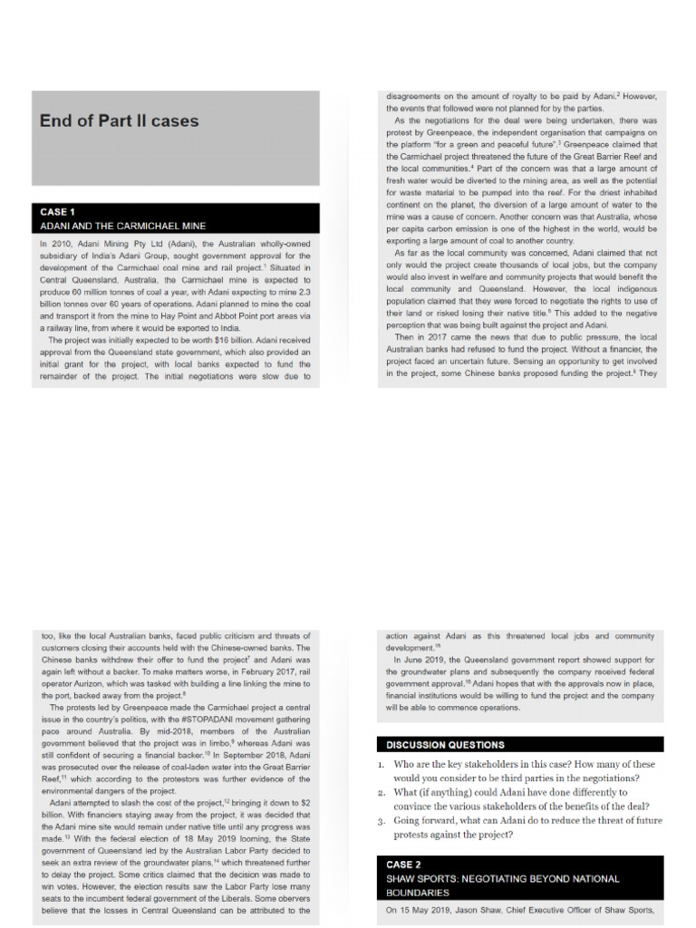 Case Study 5 - Adani and The Carmichael Mine | PDF