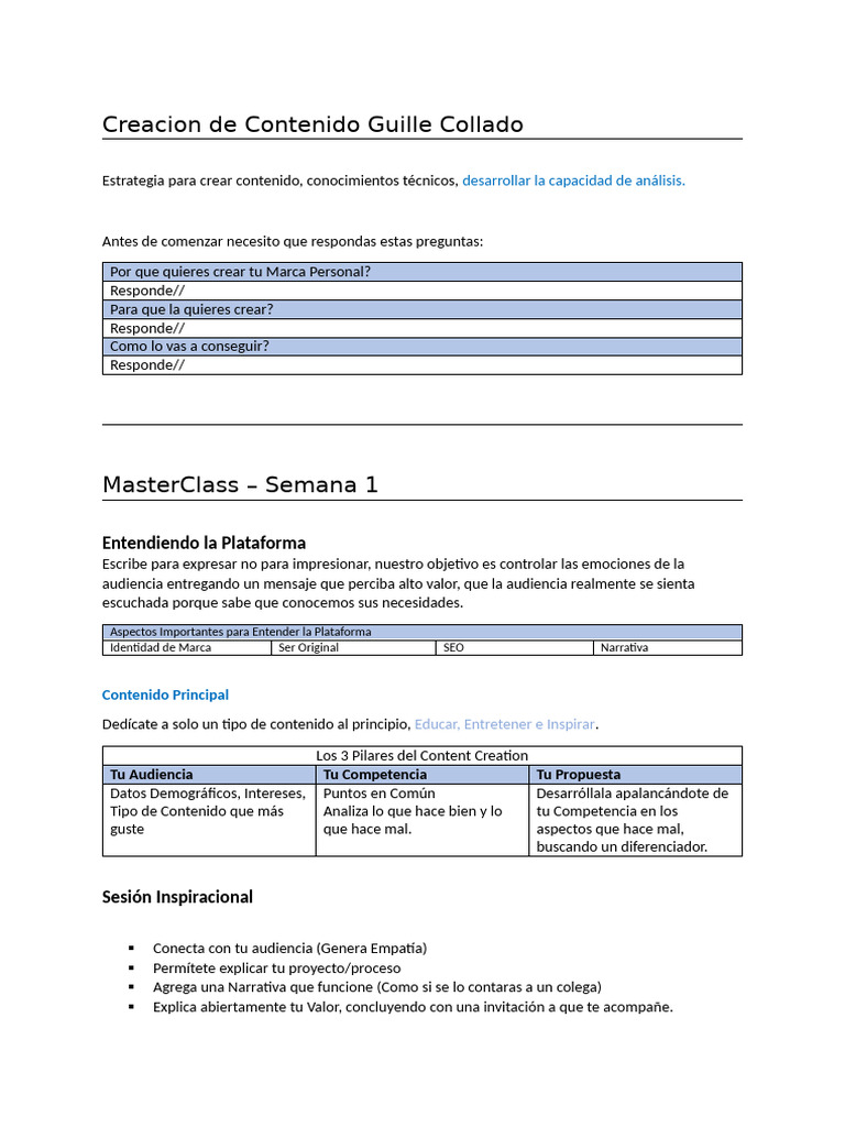 Estrategia de Contenido Guille Collado | PDF | Posicionamiento en ...