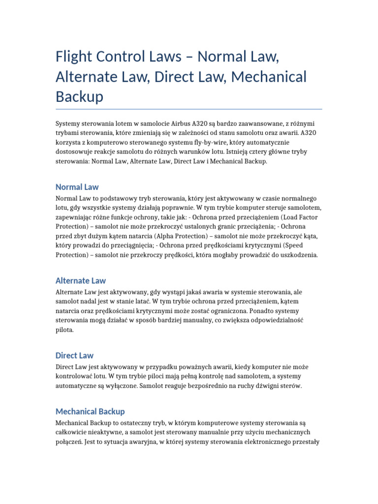 Flight Control Laws A320 | PDF