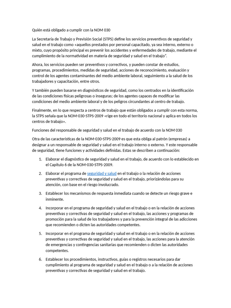 Quién Está Obligado A Cumplir Con La NOM 030 | PDF | Valores