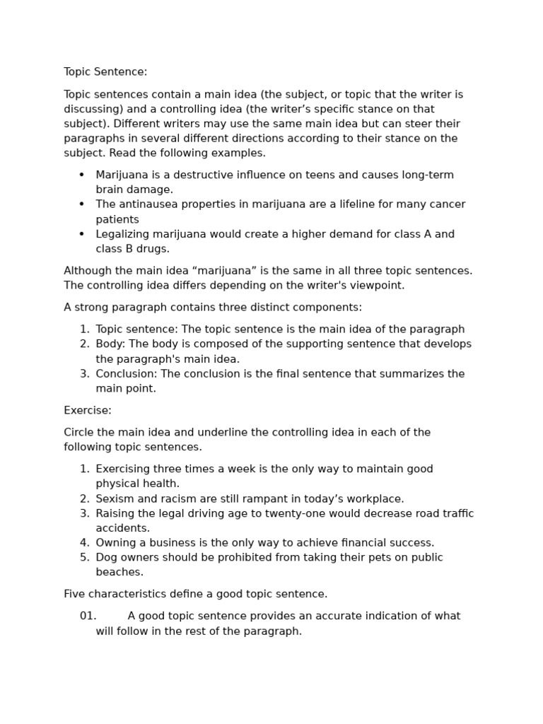 Topic Sentence | PDF