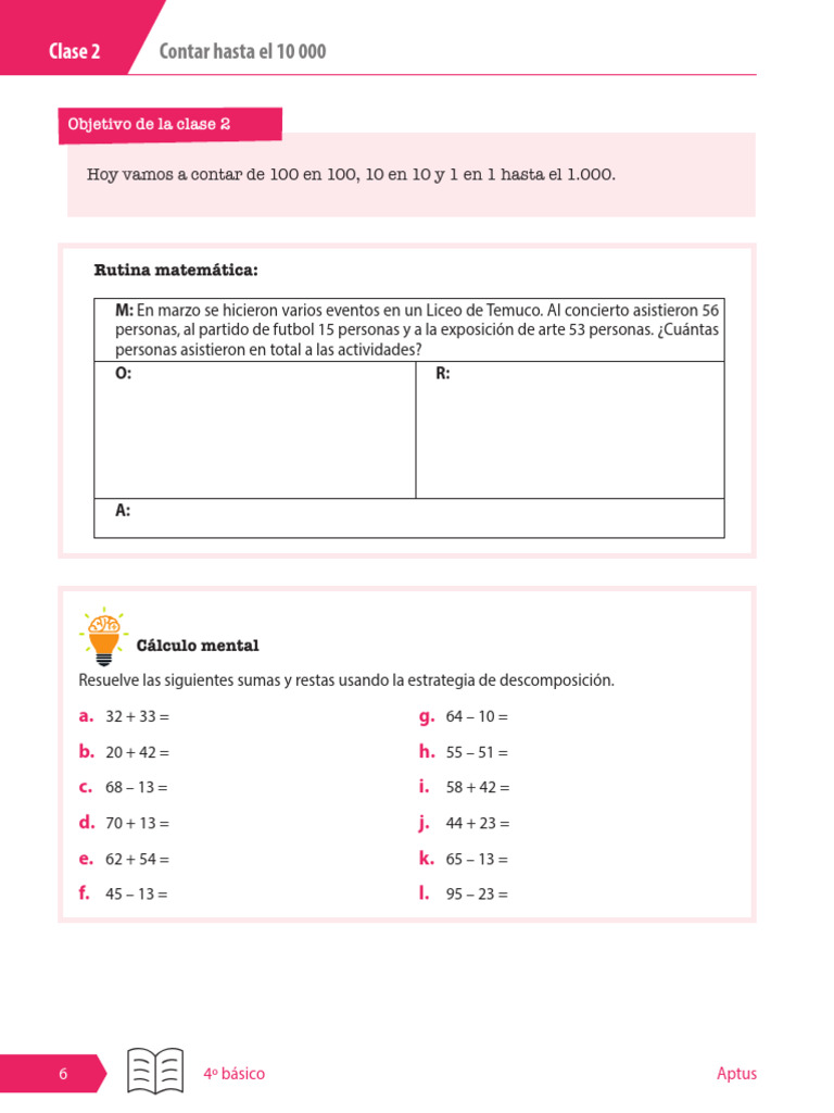 2025 4° Básico Matemática Módulo 1 Clase 2 Cuaderno de Trabajo Del Alumno | PDF