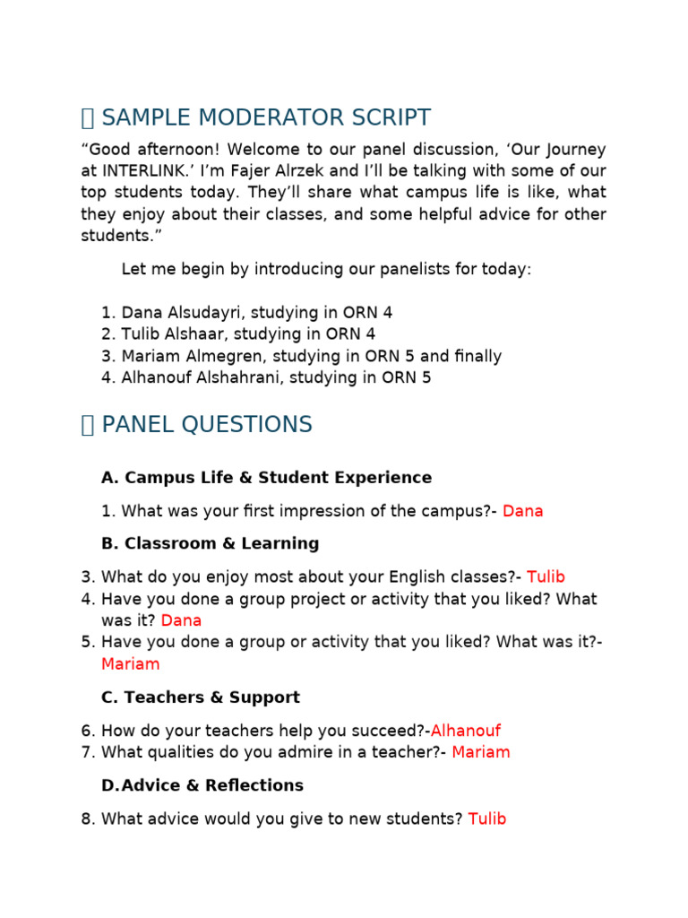 ? Updated Moderator Script | PDF