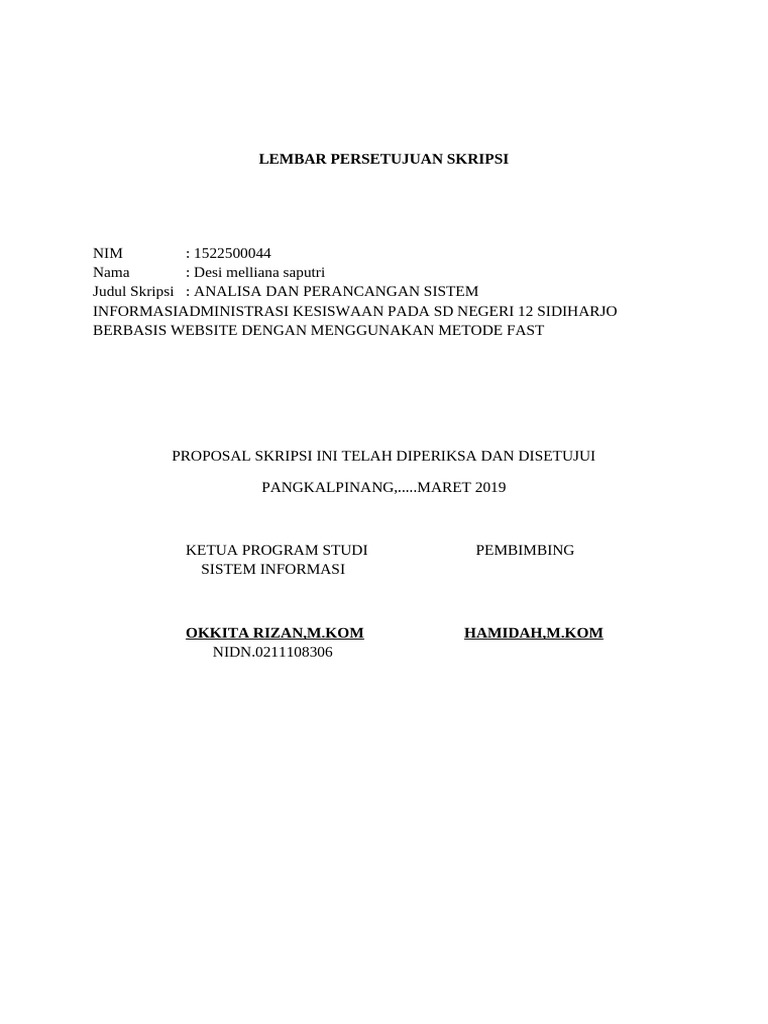 LEMBAR PERSETUJUAN SKRIPSI | PDF
